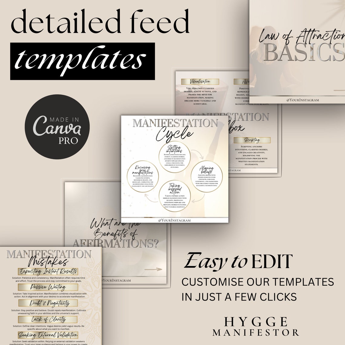 Manifestation Instagram Templates, Spiritual Social Media Posts, Law of ...