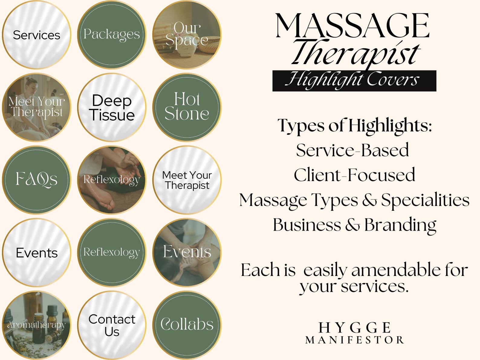 Massage Therapist Instagram Highlight Covers: Spa Branding Kit (canva ...