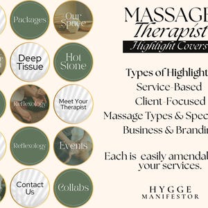 Massage Therapist Instagram Highlight Covers: Spa Branding Kit (canva ...