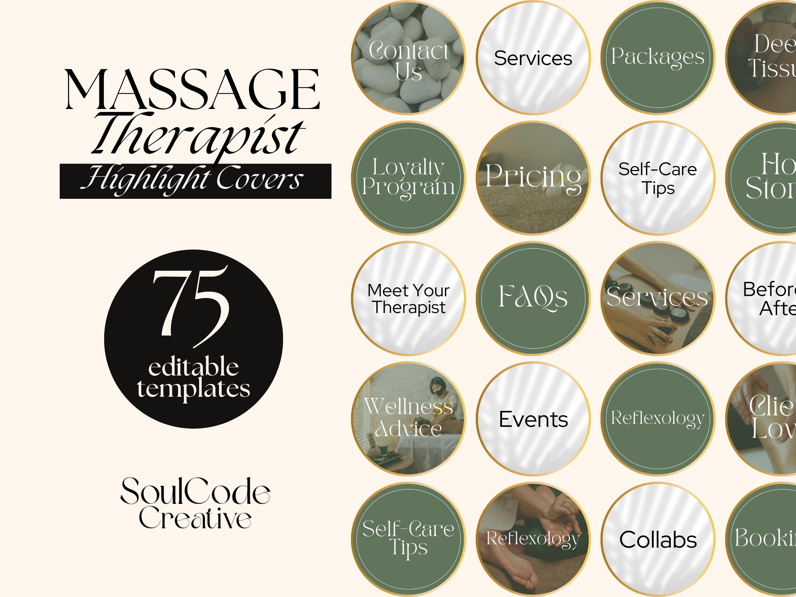 Massage Therapist Instagram Highlight Covers: Spa Branding Kit (canva ...