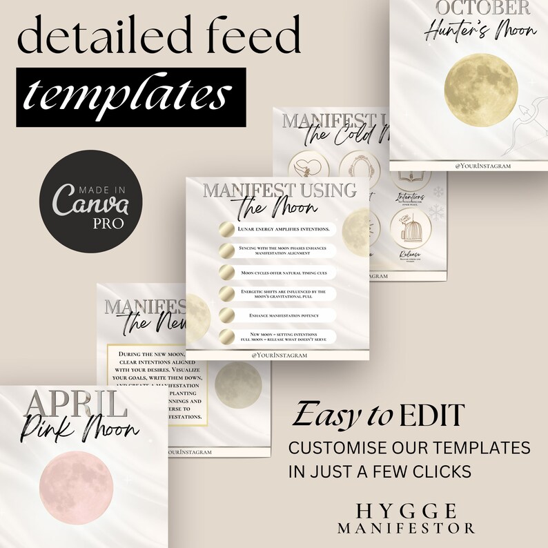 Moon Phases Instagram Templates: Spiritual Manifestation Coach (canva ...