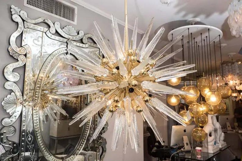 Clear Murano Glass Spike Sputnik With Interior Brass Spheres - Etsy