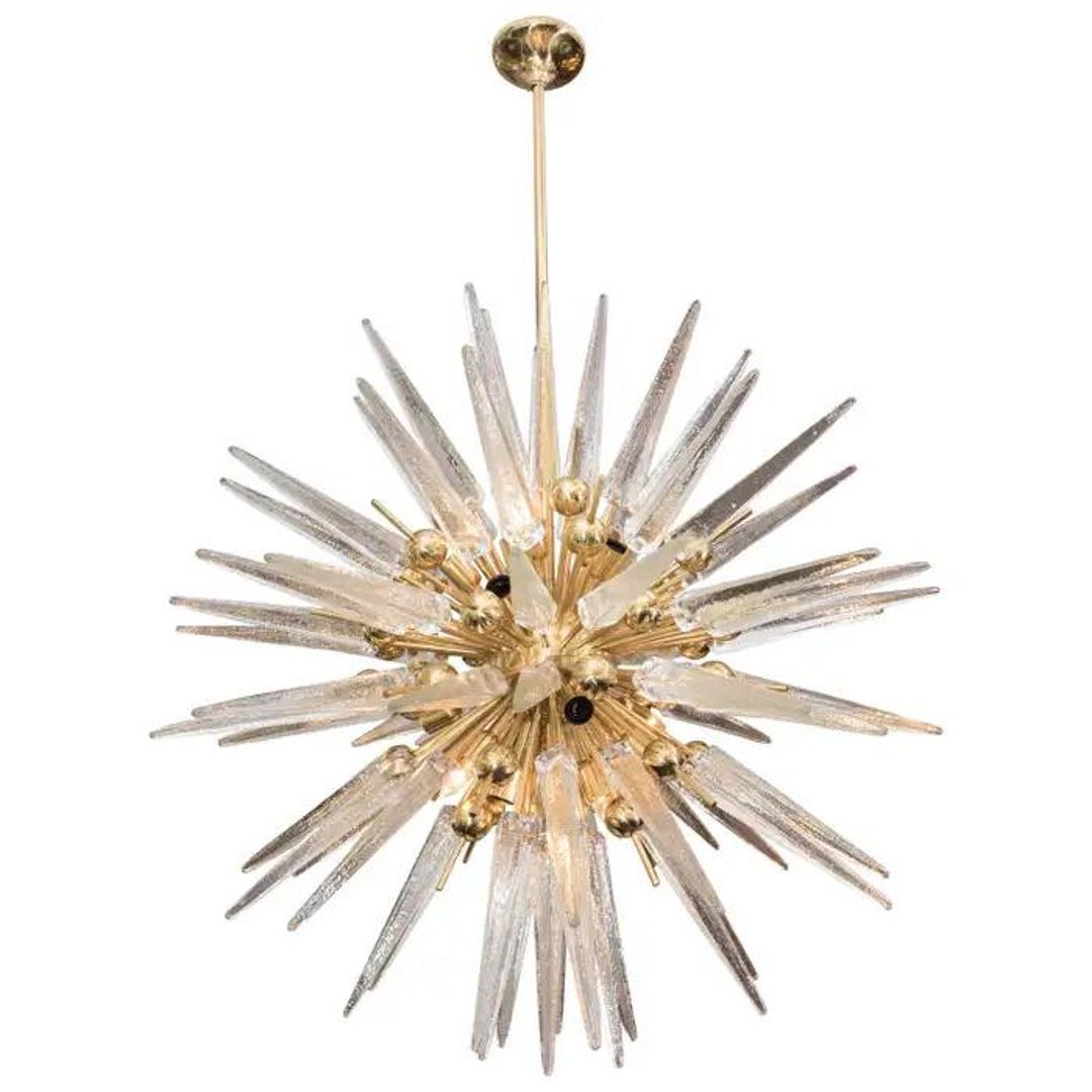 Clear Murano Glass Spike Sputnik With Interior Brass Spheres - Etsy
