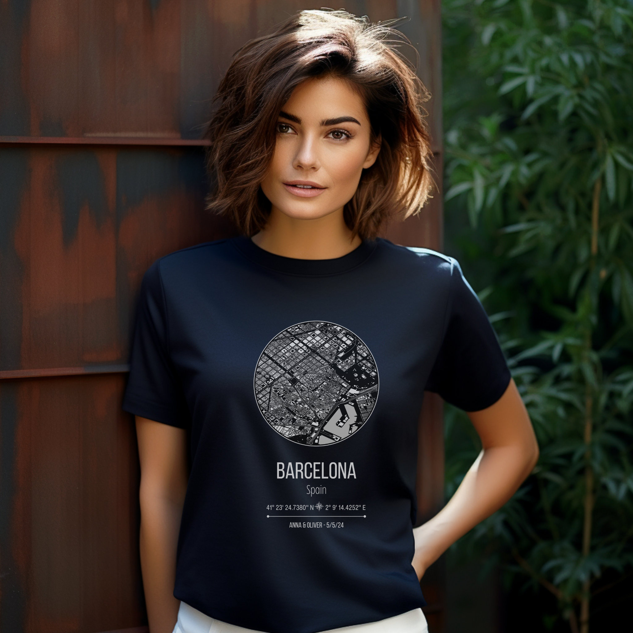 Custom City Map T-shirt With Coordinates and Date and Names ...