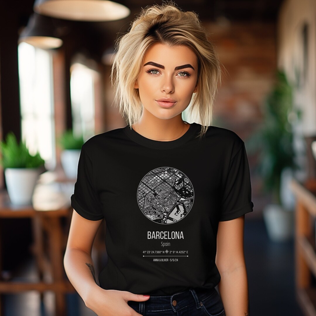 Custom City Map T-shirt With Coordinates and Date and Names ...