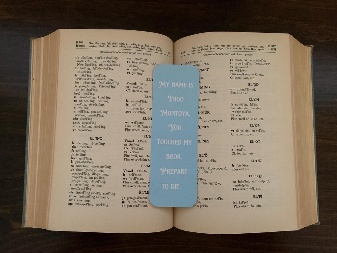 Princess Bride Bookmark, Inigo Montoya, "my Name is Inigo Montoya. You ...