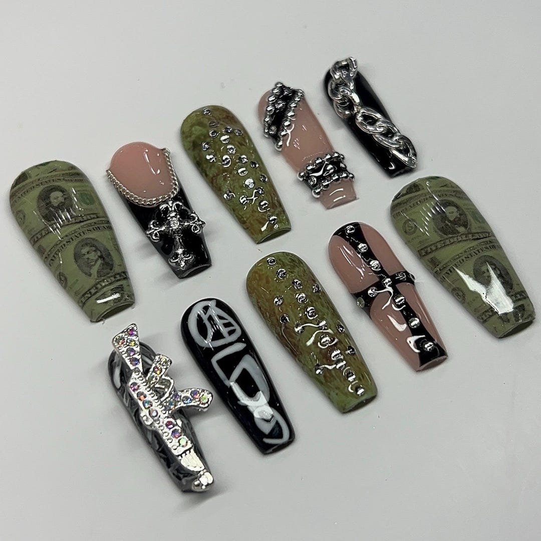 G59 Suicideboys NWD Camo 3D Belt Money Sign Press on Nails | Custom ...