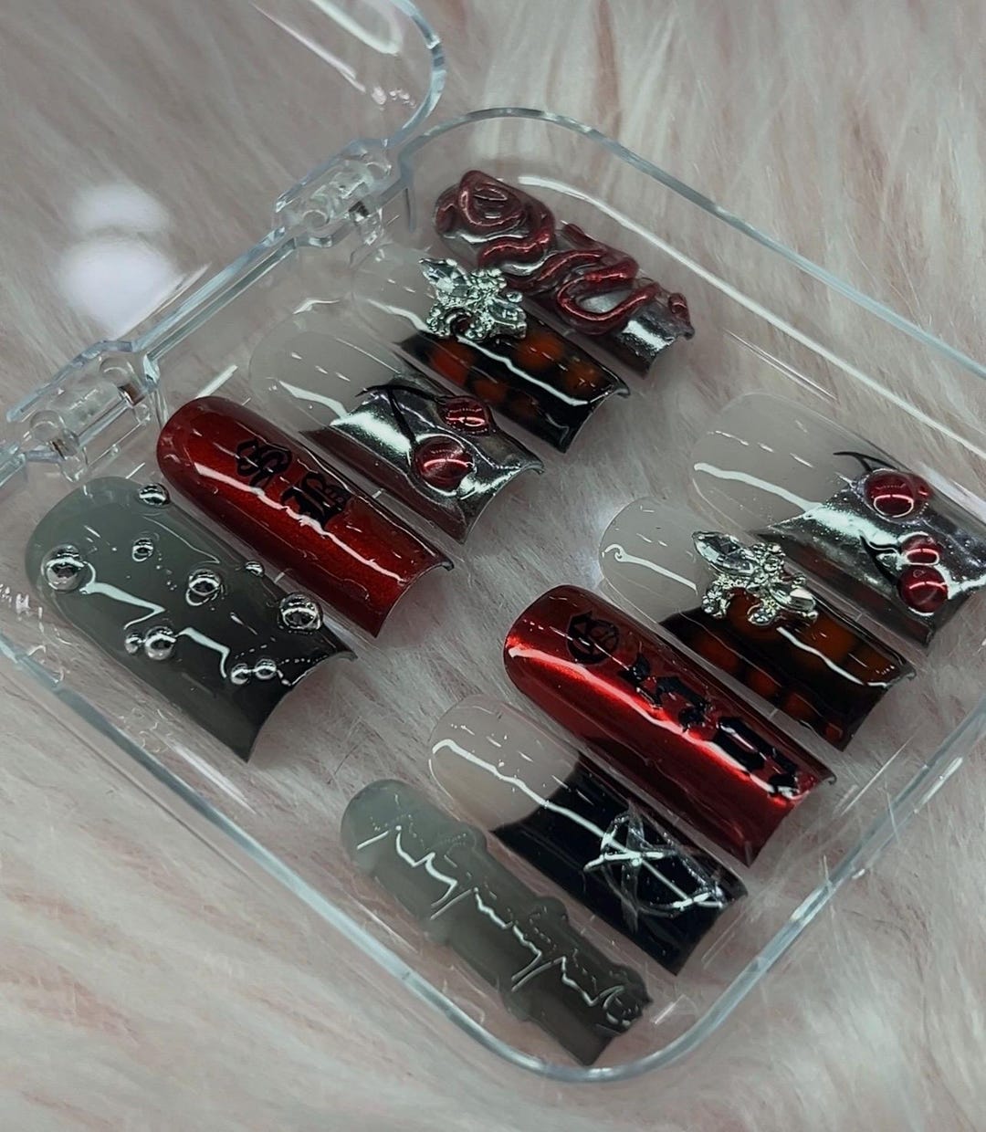 G59 Suicideboys Greyday Red Chrome Ruby Da Cherry Press on Nails ...