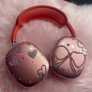 Coquette Bow Heart Bedazzled Rhinestone Pink Crystal AirPod Max Case ...