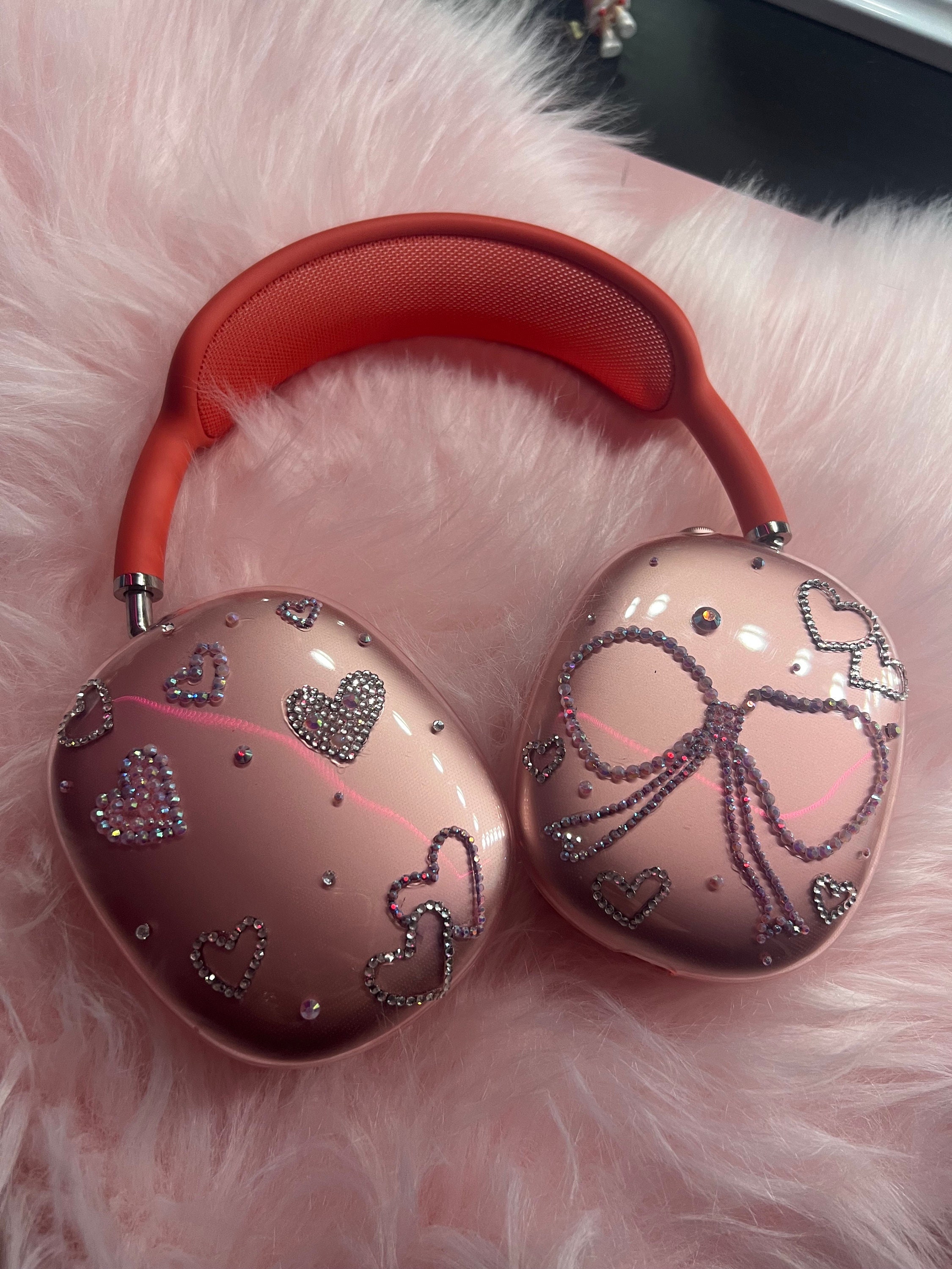 Coquette Bow Heart Bedazzled Rhinestone Pink Crystal AirPod Max Case ...