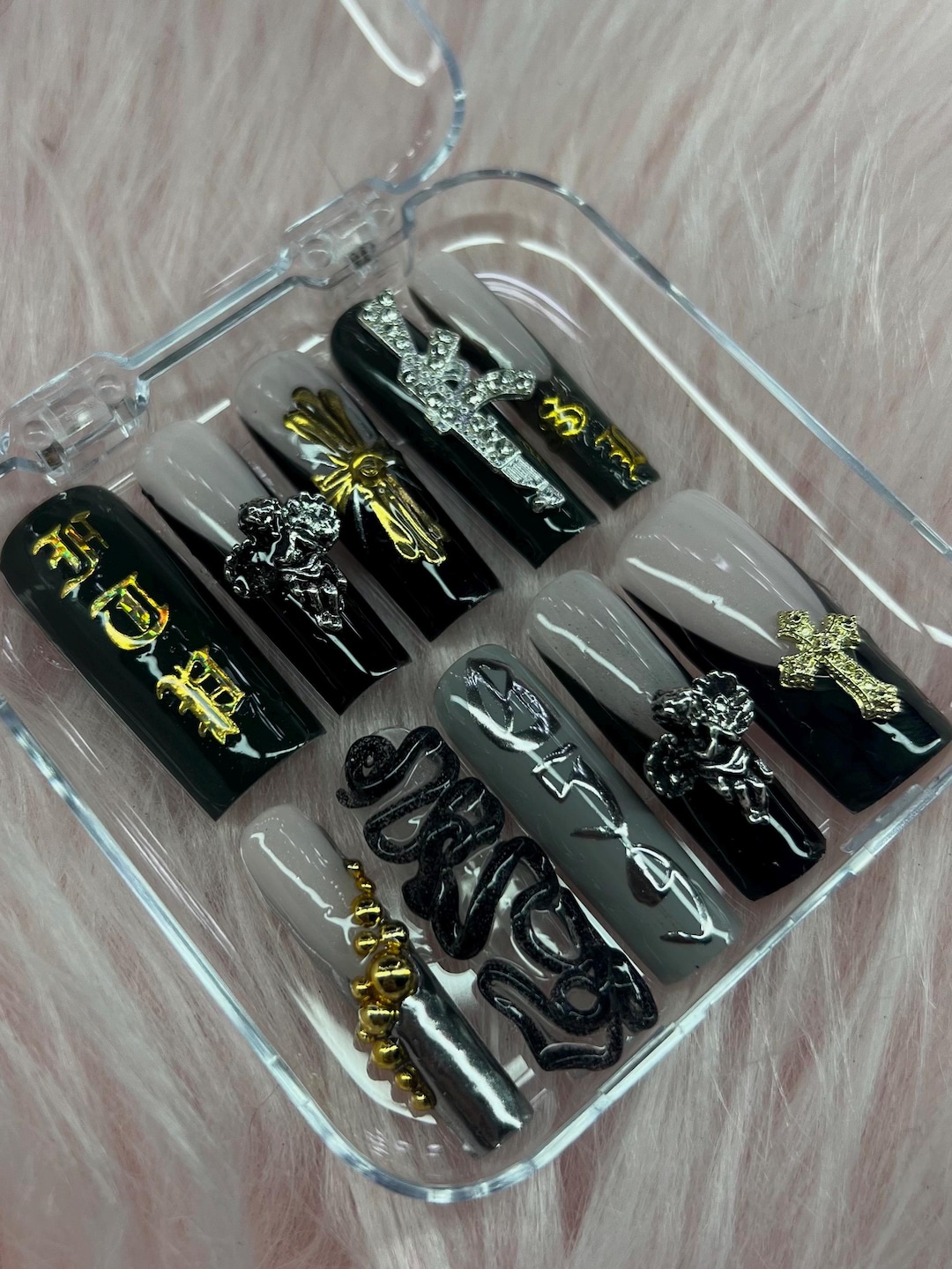 G59 Suicideboys Greyday Silver Gold Green 3D Chrome Press on Nails ...