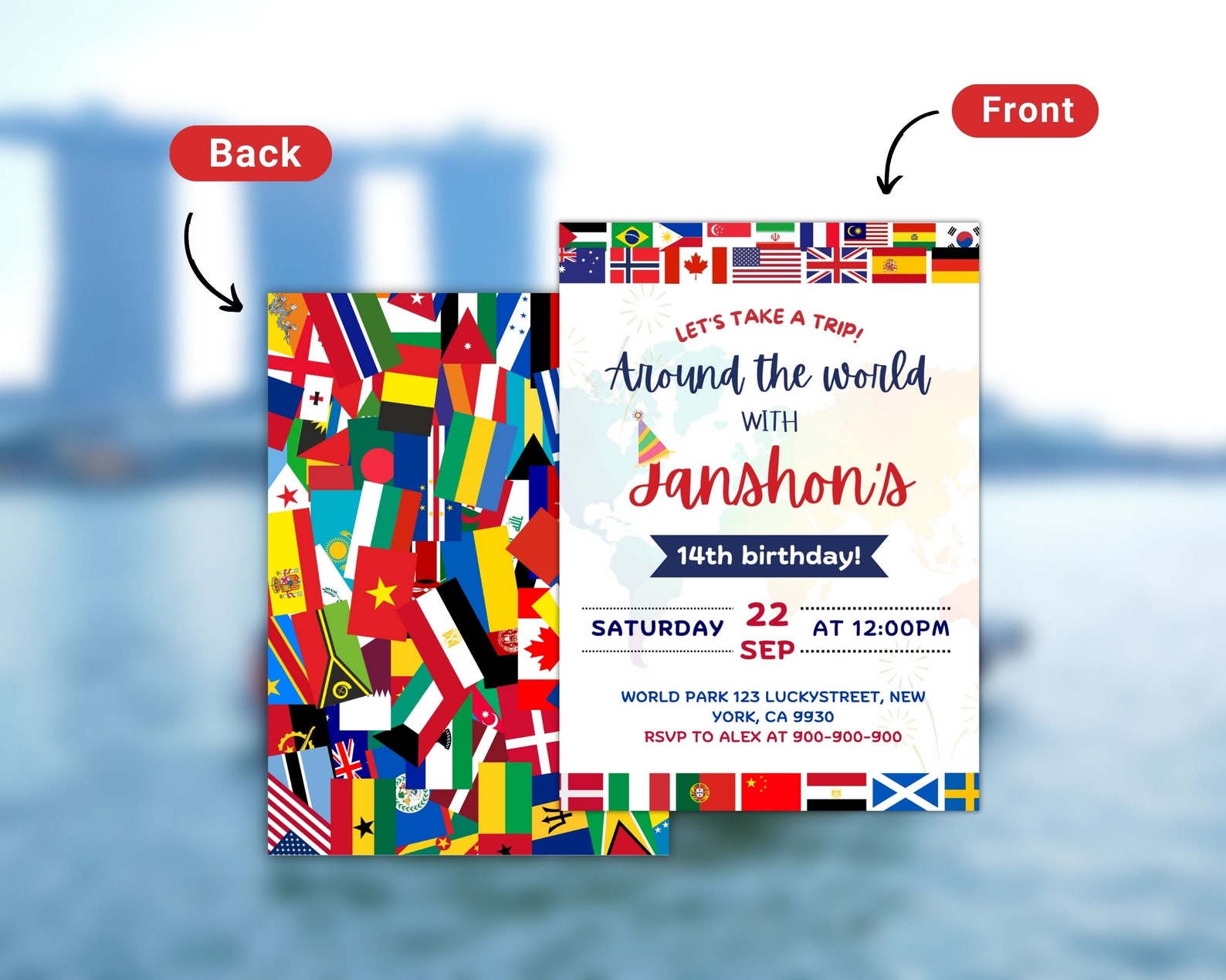 Editable Around the World Birthday Invitation | Editable Travel Party ...