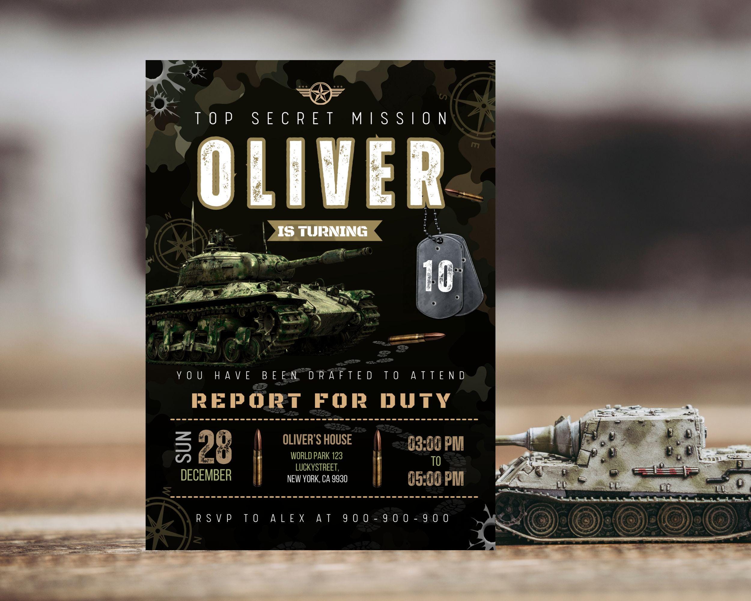 Military Party Invitations, Army Birthday Invitation, Military Invite ...