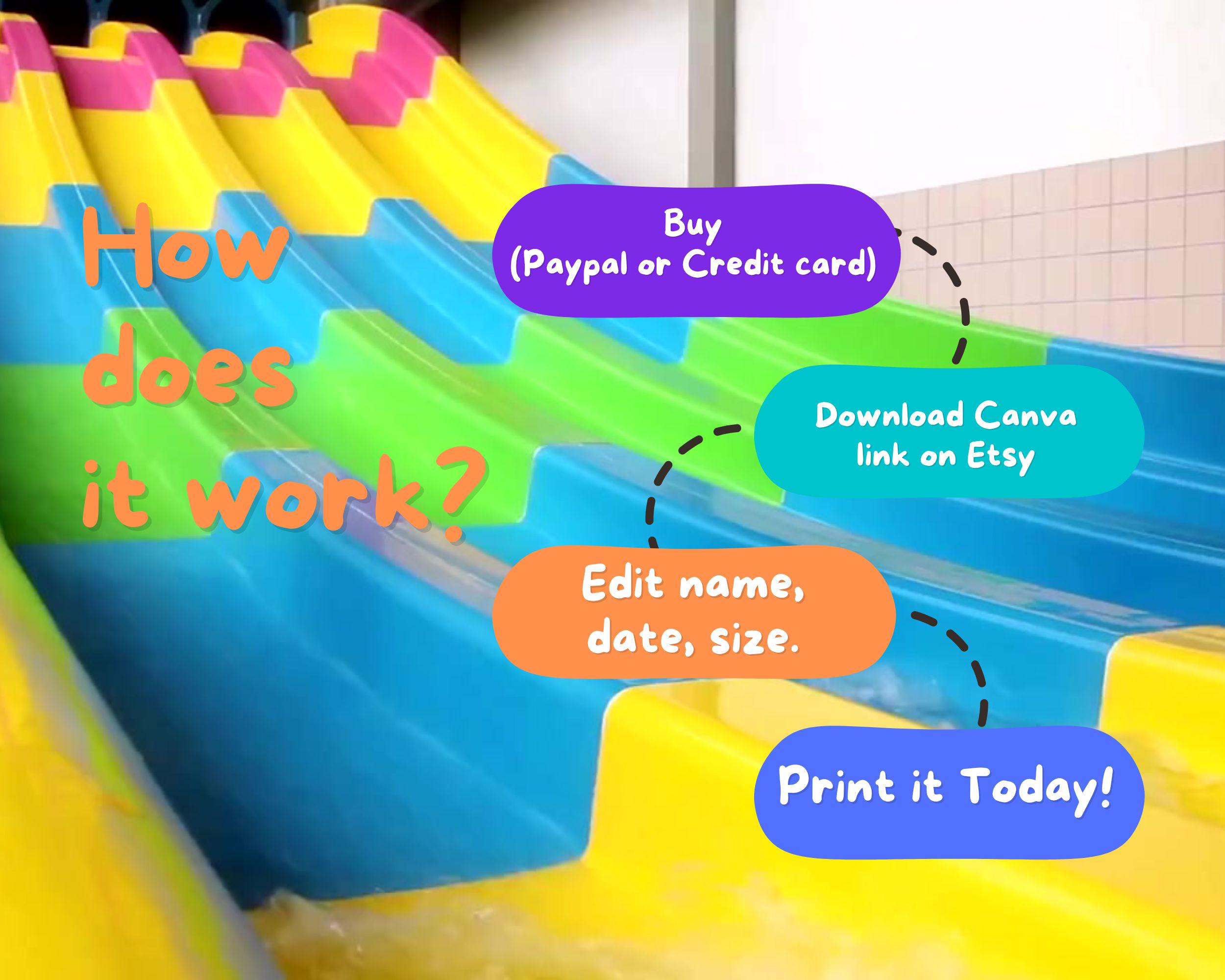 Editable Water Slide Birthday Splash Party Invitation, Slide Invitation ...