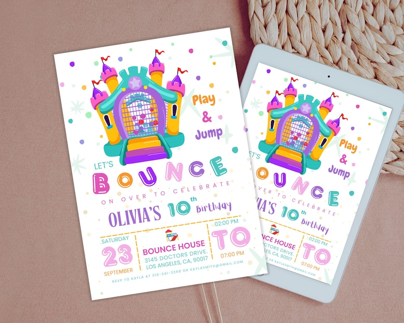 Bounce House Digital Invitation, Birthday Invite, Bounce Castle Party ...