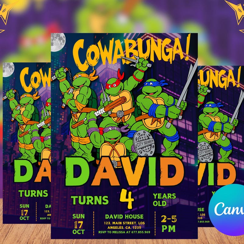 Ninja Turtle Invite - Etsy