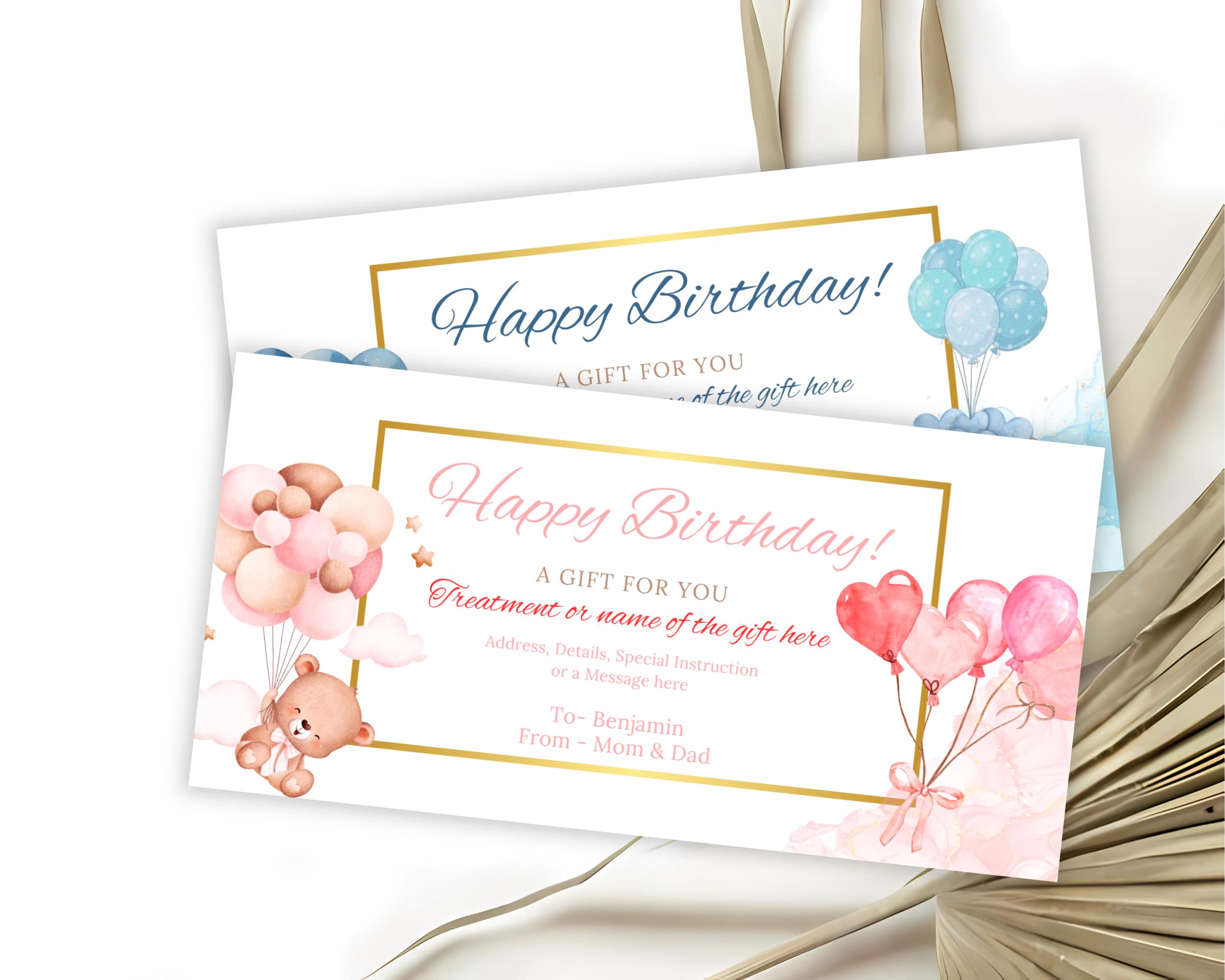 Editable Happy Birthday Gift Certificate Template (digital Download) - Etsy