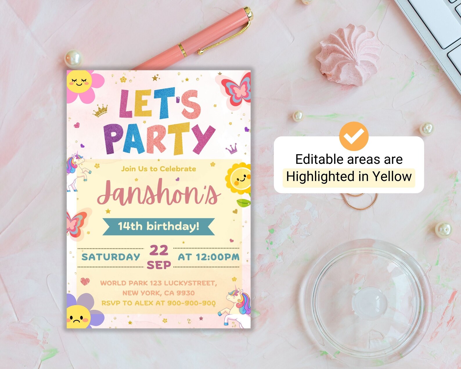 Varsity Patch Birthday Invitation, Preppy Girl Party (editable Canva ...