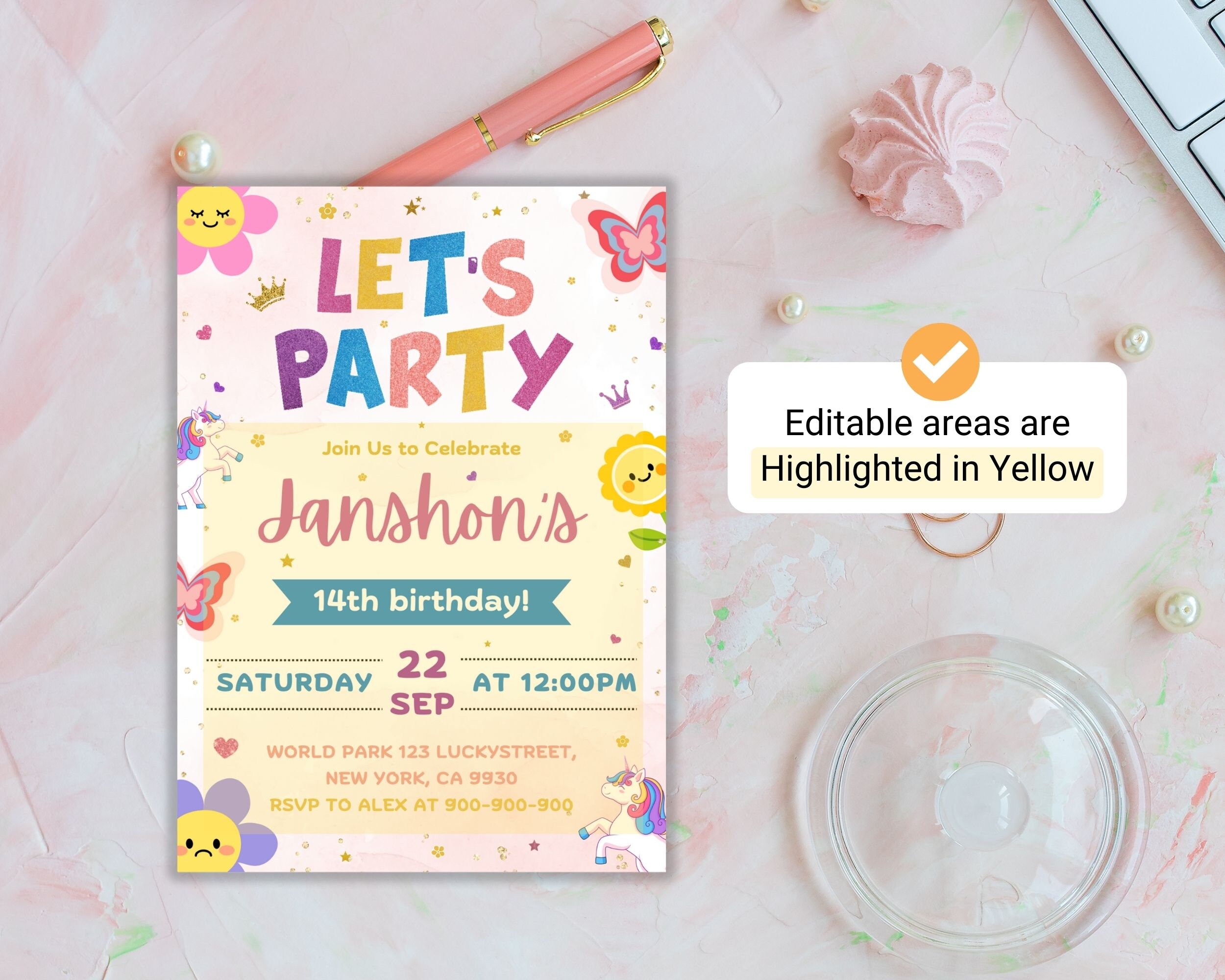 Varsity Patch Birthday Invitation, Preppy Girl Party (editable Canva ...