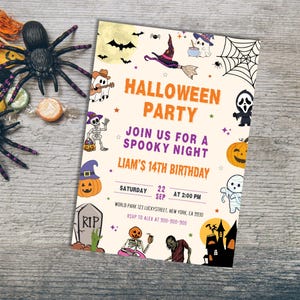 Editable Halloween Party Invitation for Kids | Spooky Night Canva ...