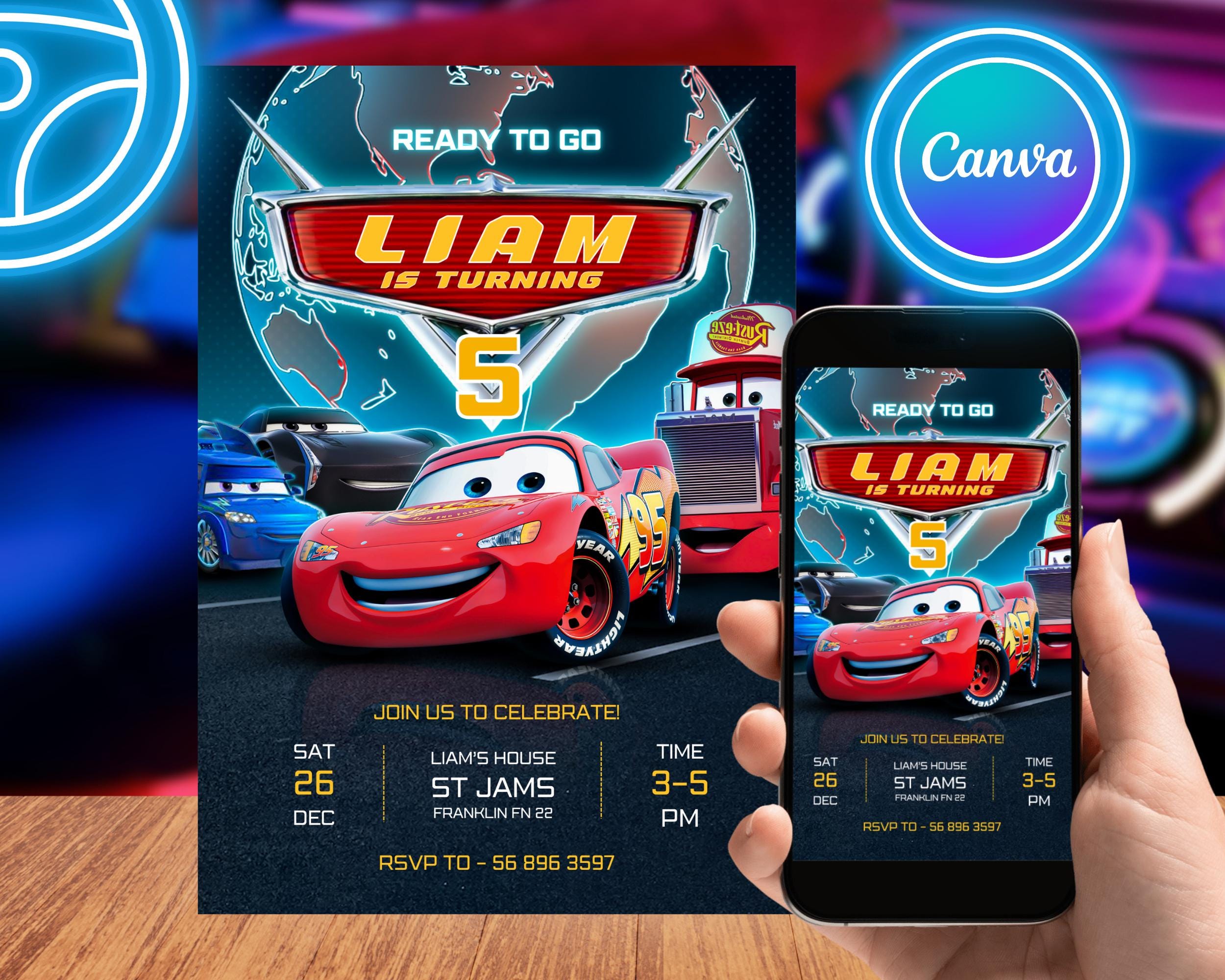 Invitaciones Para Entradas De Cars De Disney Pixar Comprar Juguetes Y