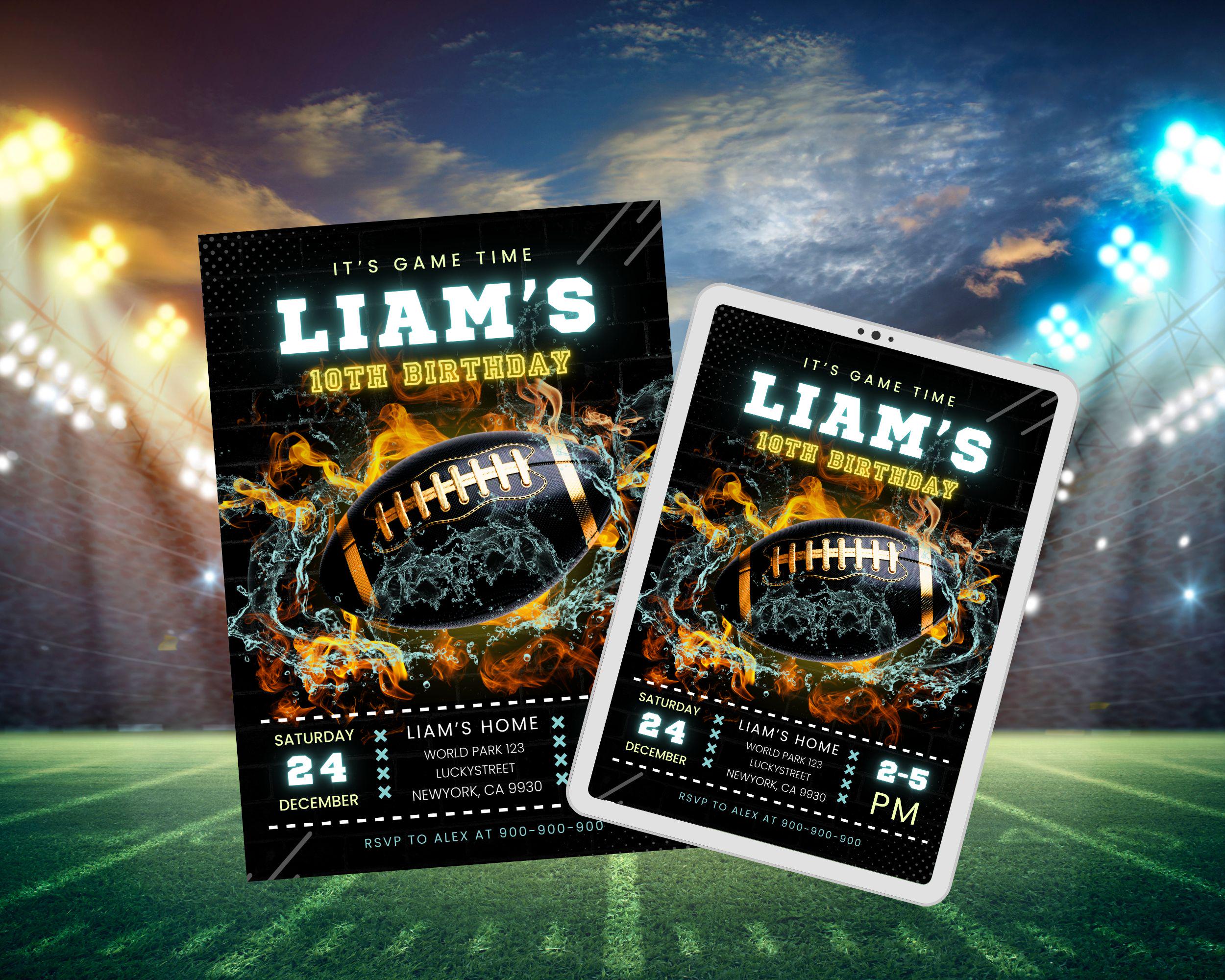 EDITABLE Football Invitation, Football Birthday Invitation Printable ...