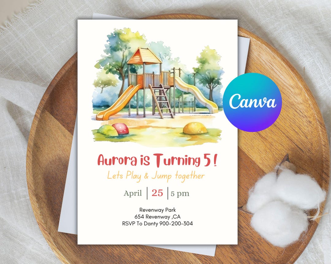 Playground Birthday Invitation, Jungle Gym Party Invite Template ...