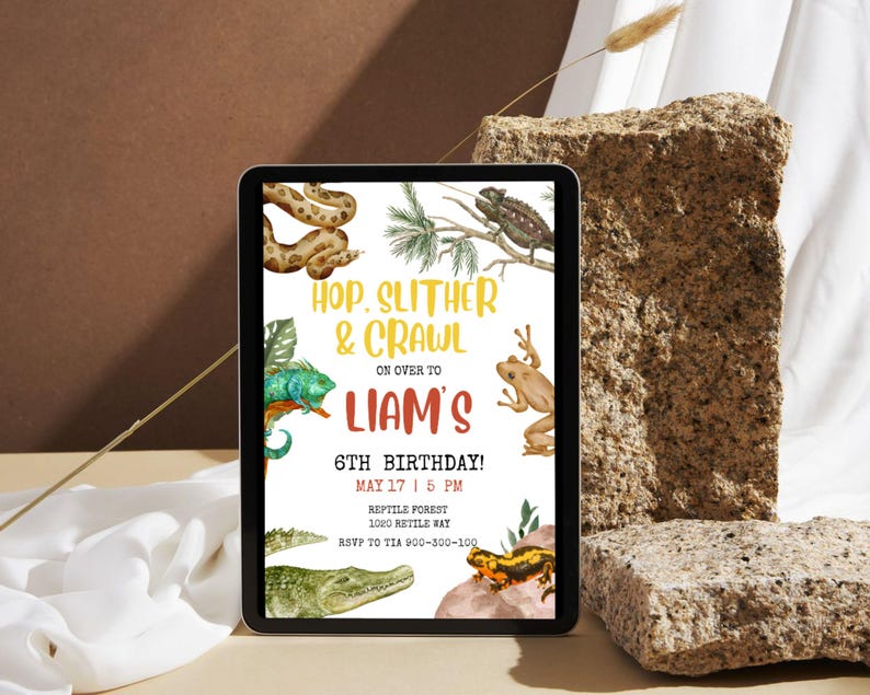 EDITABLE Reptile Birthday Invitation Boy, Lizard Birthday Invite ...