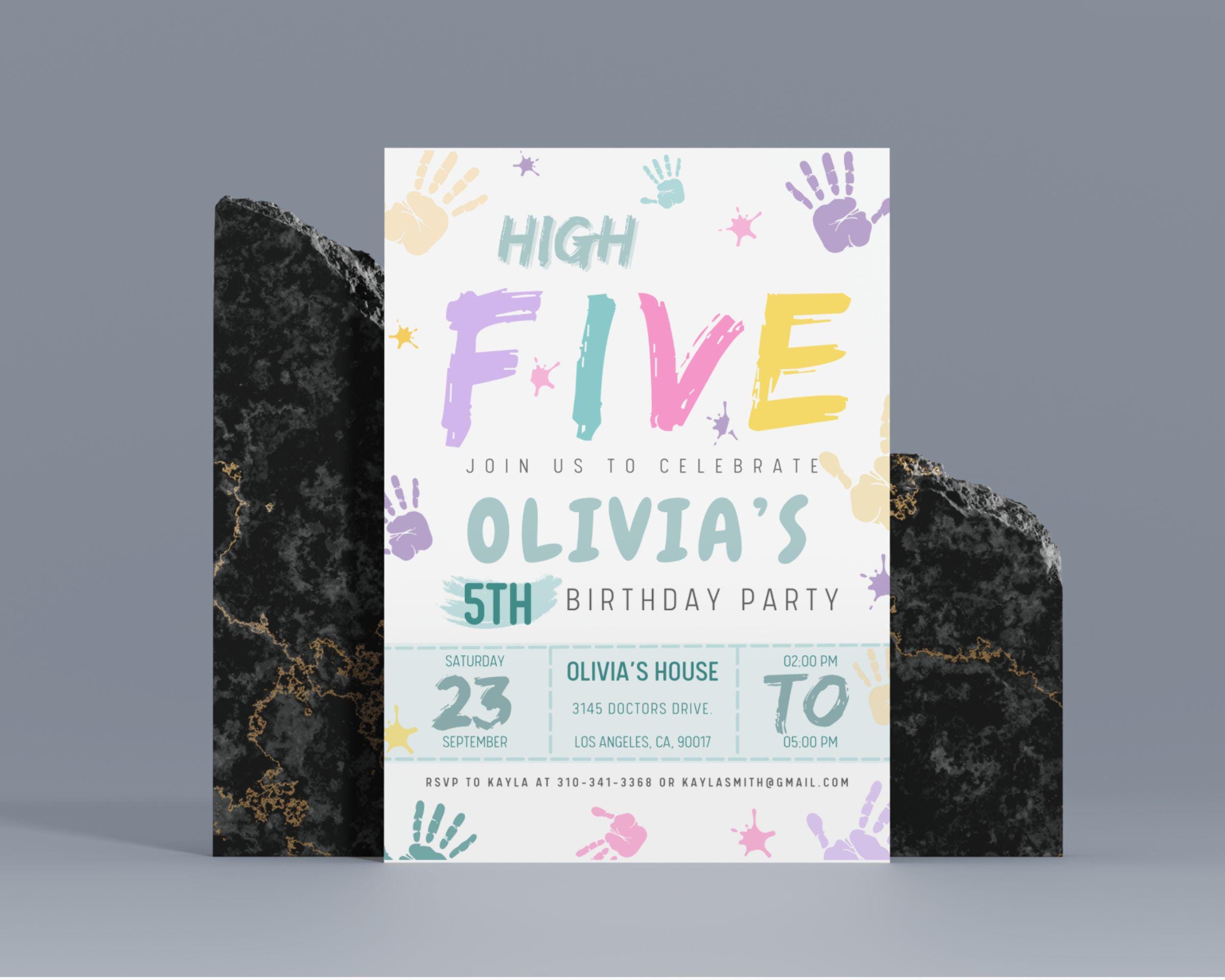High Five Birthday Invitation, Editable Hi Five Invite Template, Boys ...