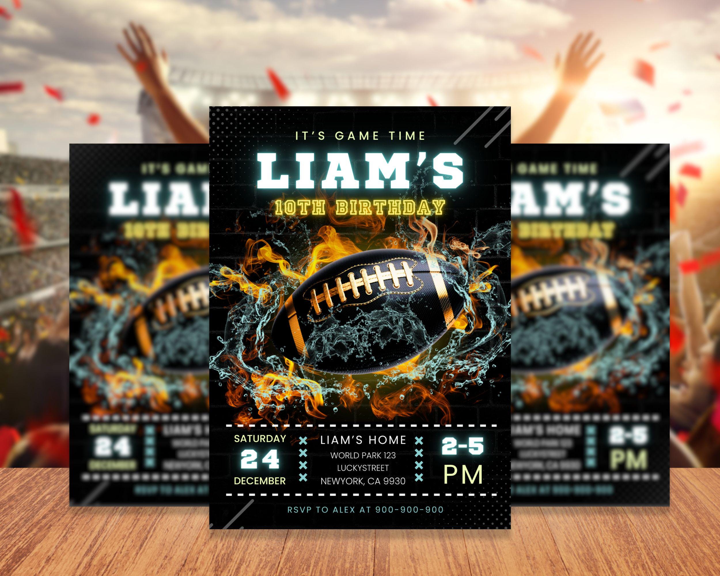 EDITABLE Football Invitation, Football Birthday Invitation Printable ...