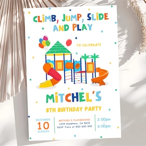 Editable Playground Birthday Invitation, Jungle Gym Party, Soft Play ...