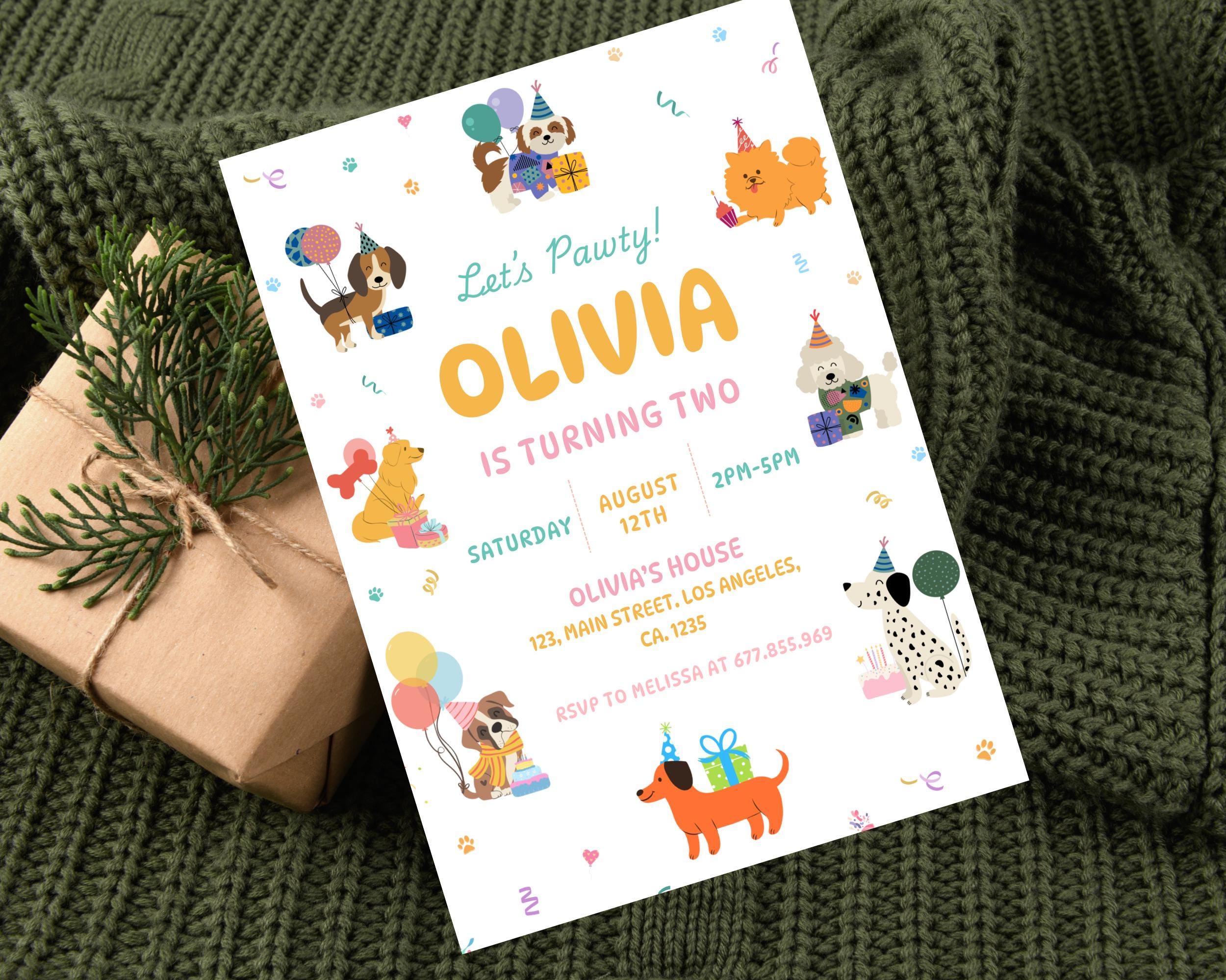 Editable Dog Birthday Invitation, Puppy Pawty Invitation, Dog Theme ...
