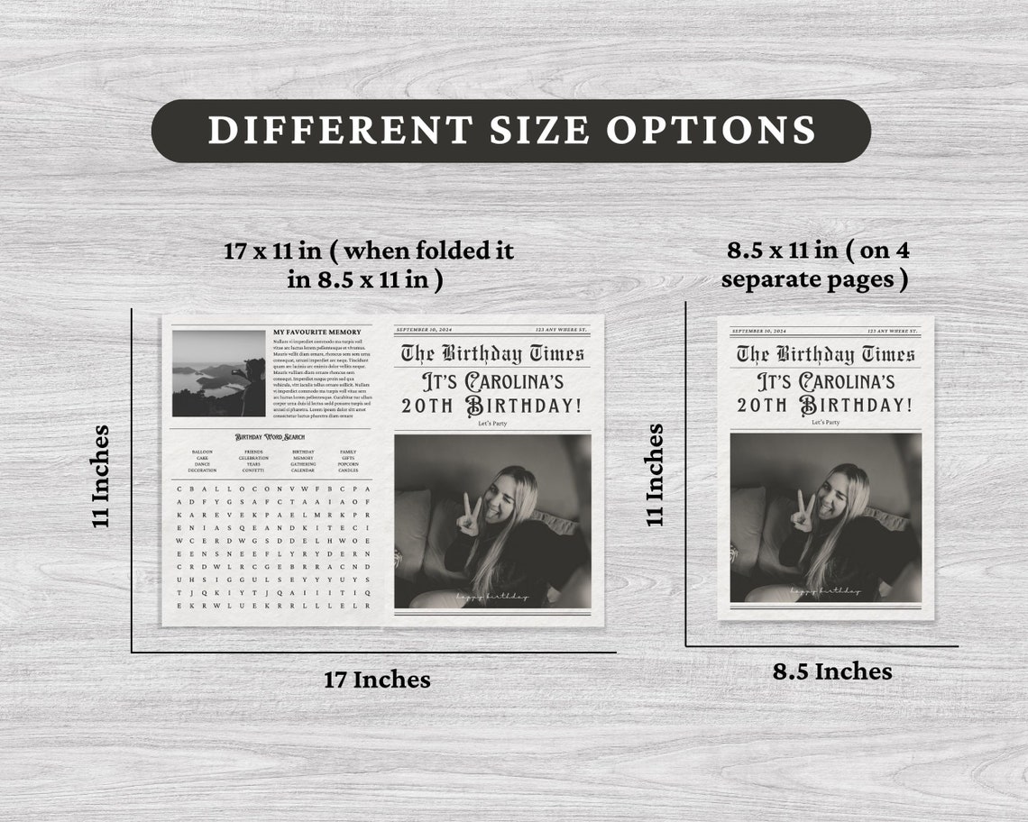 Editable Birthday Newspaper Template Canva Birthday Infographic ...