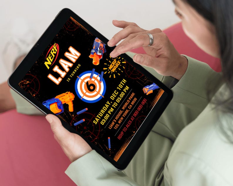 Nerf War Printable Invite, Nerf Birthday Invitation, Dart Gun Battle ...