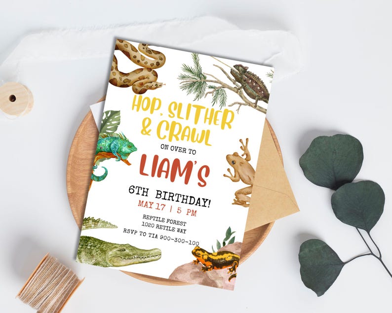 EDITABLE Reptile Birthday Invitation Boy, Lizard Birthday Invite ...