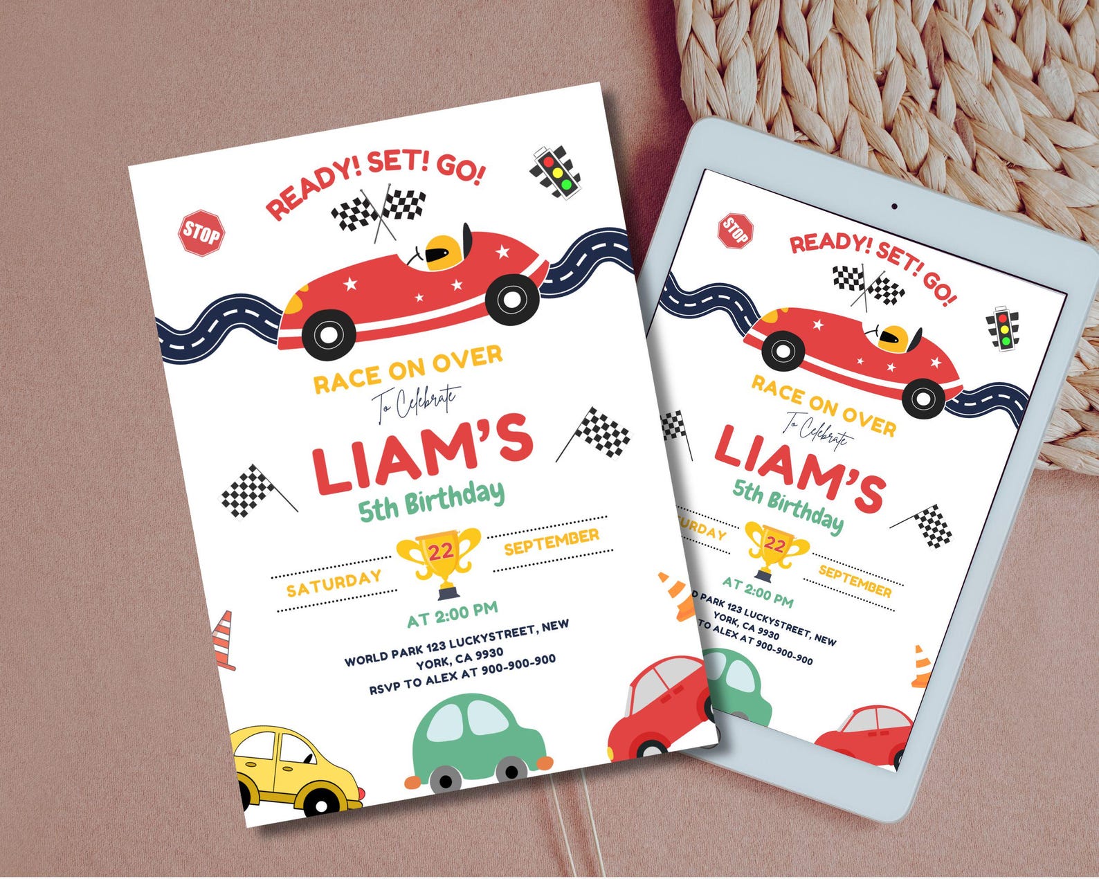Editable Cars Birthday Party Invitation, Kids Birthday Invitation ...