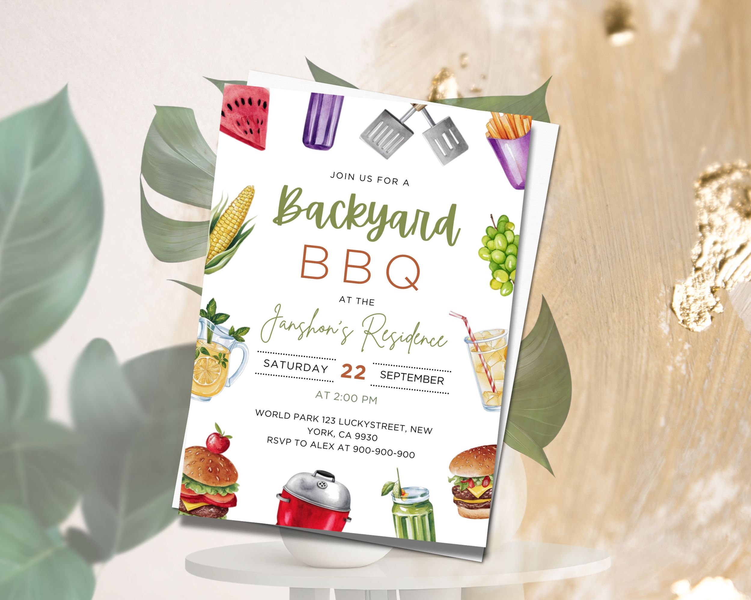 Editable BBQ Invitation | Barbeque Party Invite | DIY Digital Template ...