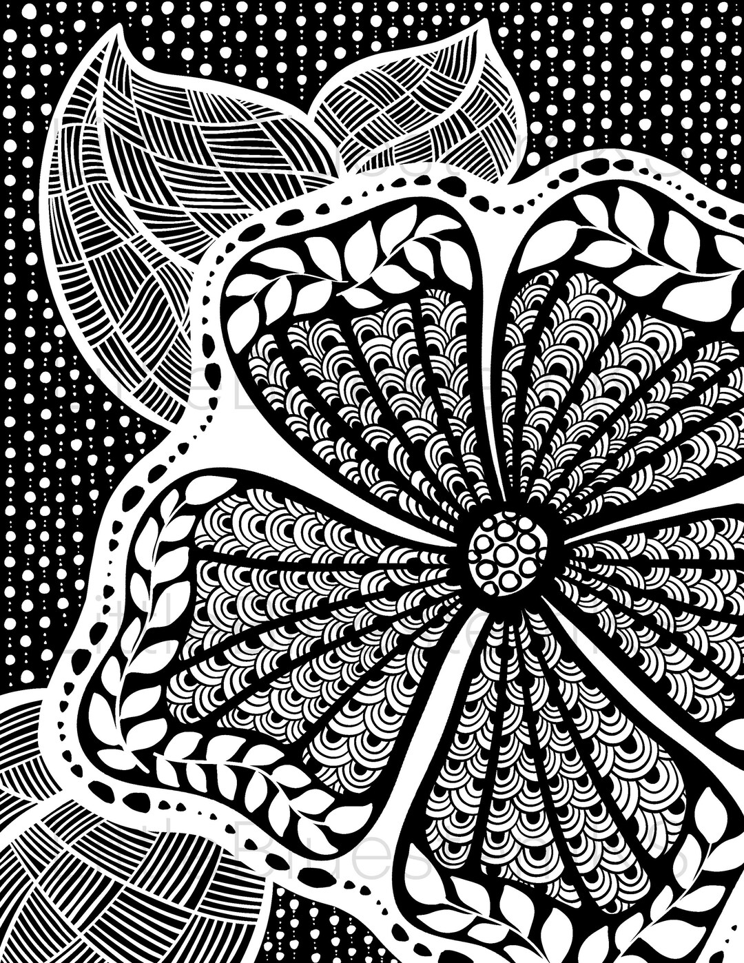 Doodle Zentangle Abstract Art Drawing Coloring Page Printable Instant ...
