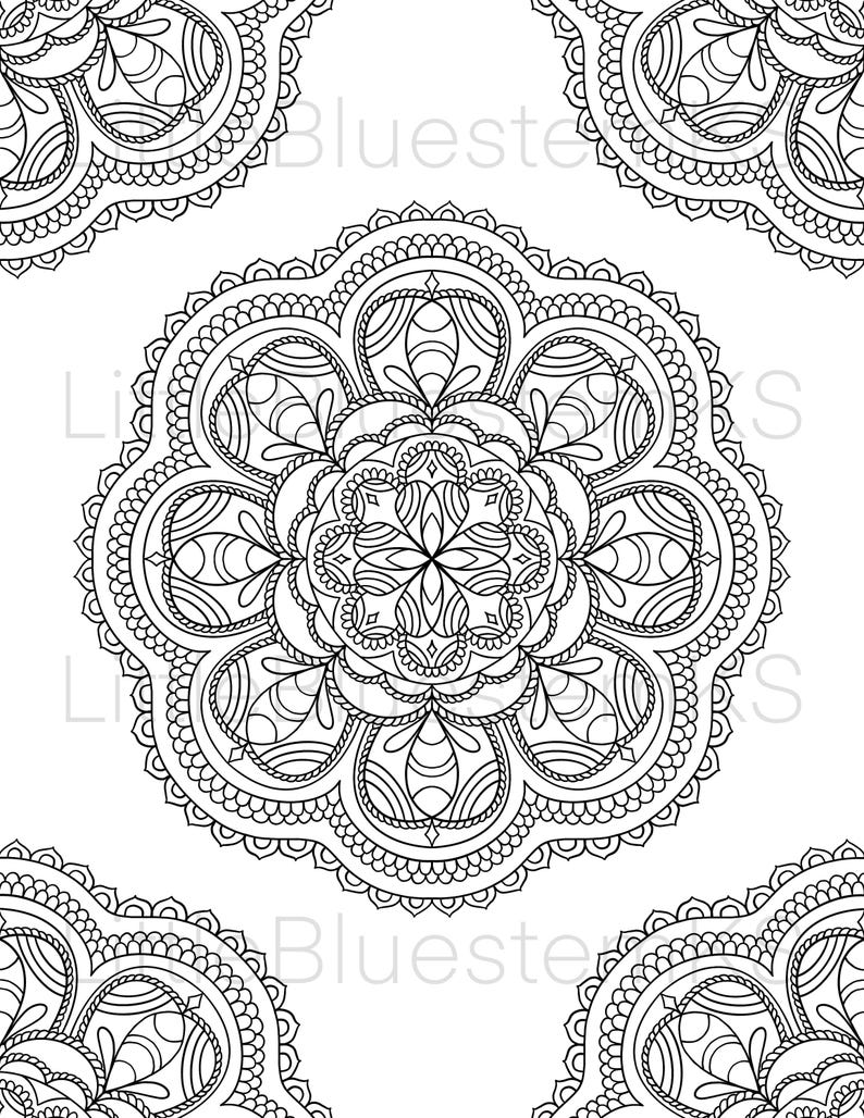 Mandala Coloring Page Printable Instant Download design I - Etsy