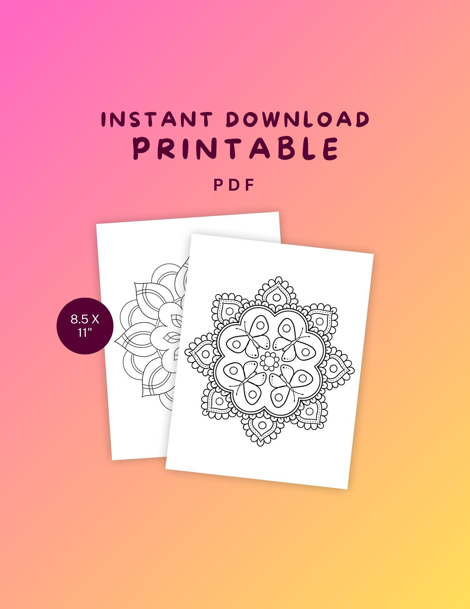 Easy Mandalas - Coloring Pages for Kids (30 Page PDF) Instant Download ...