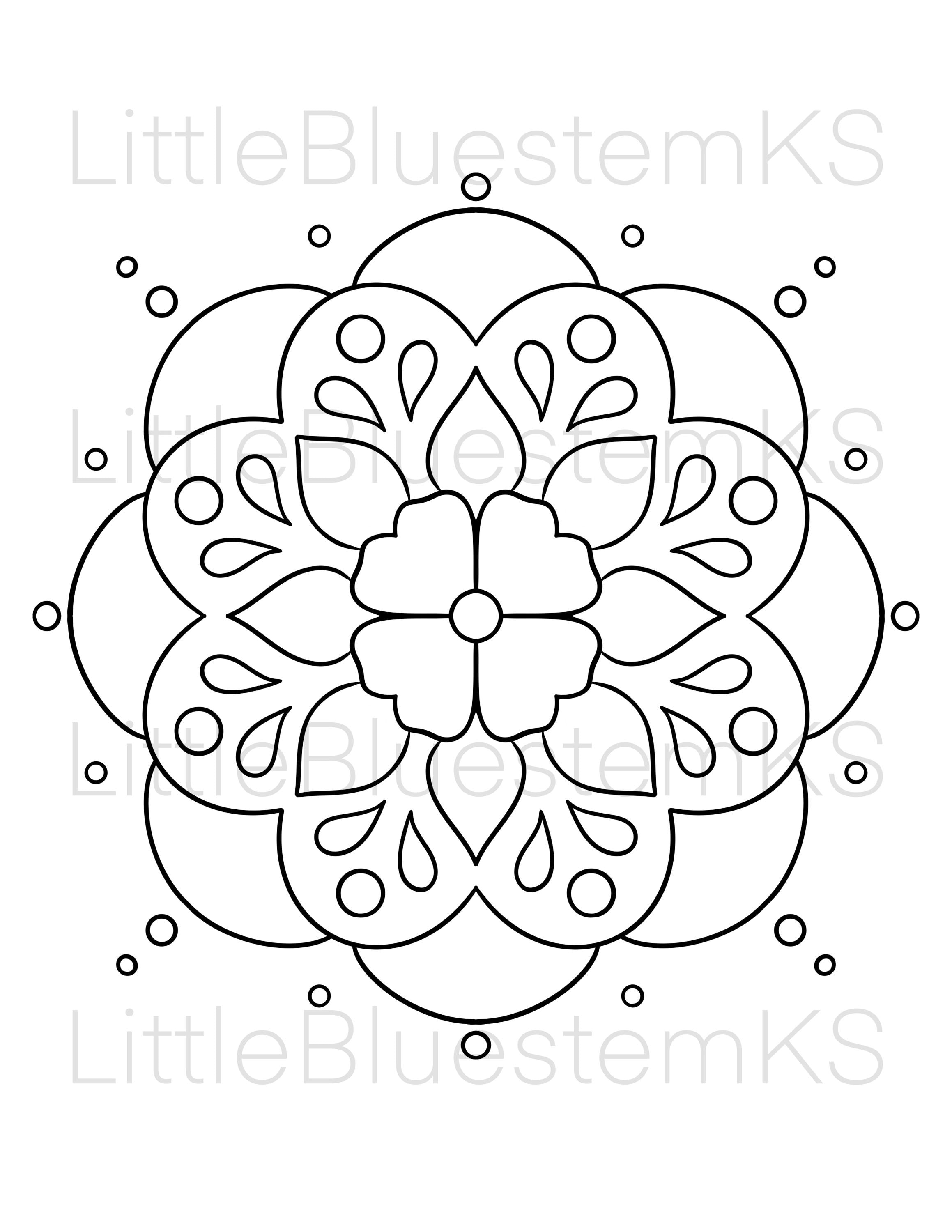 Easy Mandalas - Coloring Pages for Kids (30 Page PDF) Instant Download ...