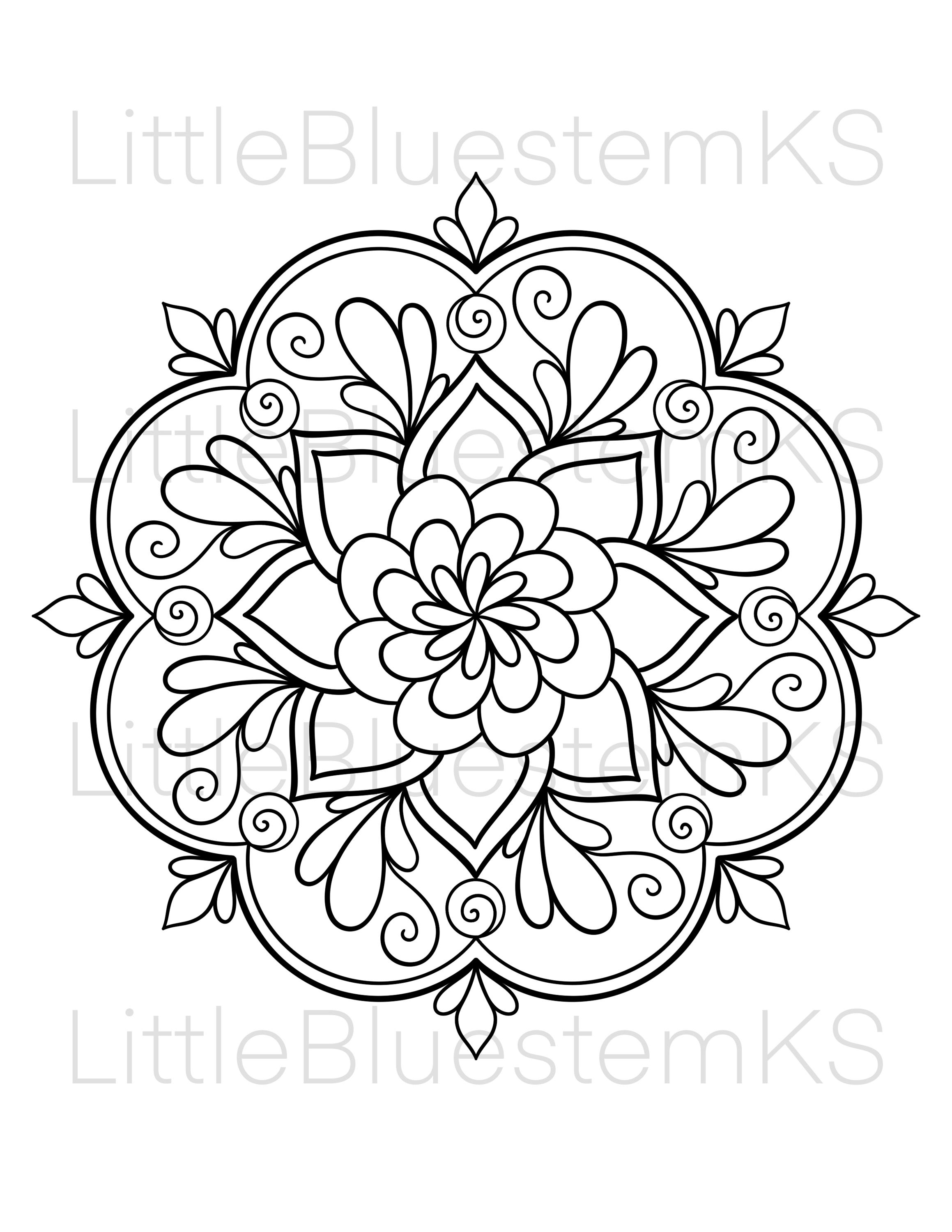 Easy Mandalas - Coloring Pages for Kids (30 Page PDF) Instant Download ...