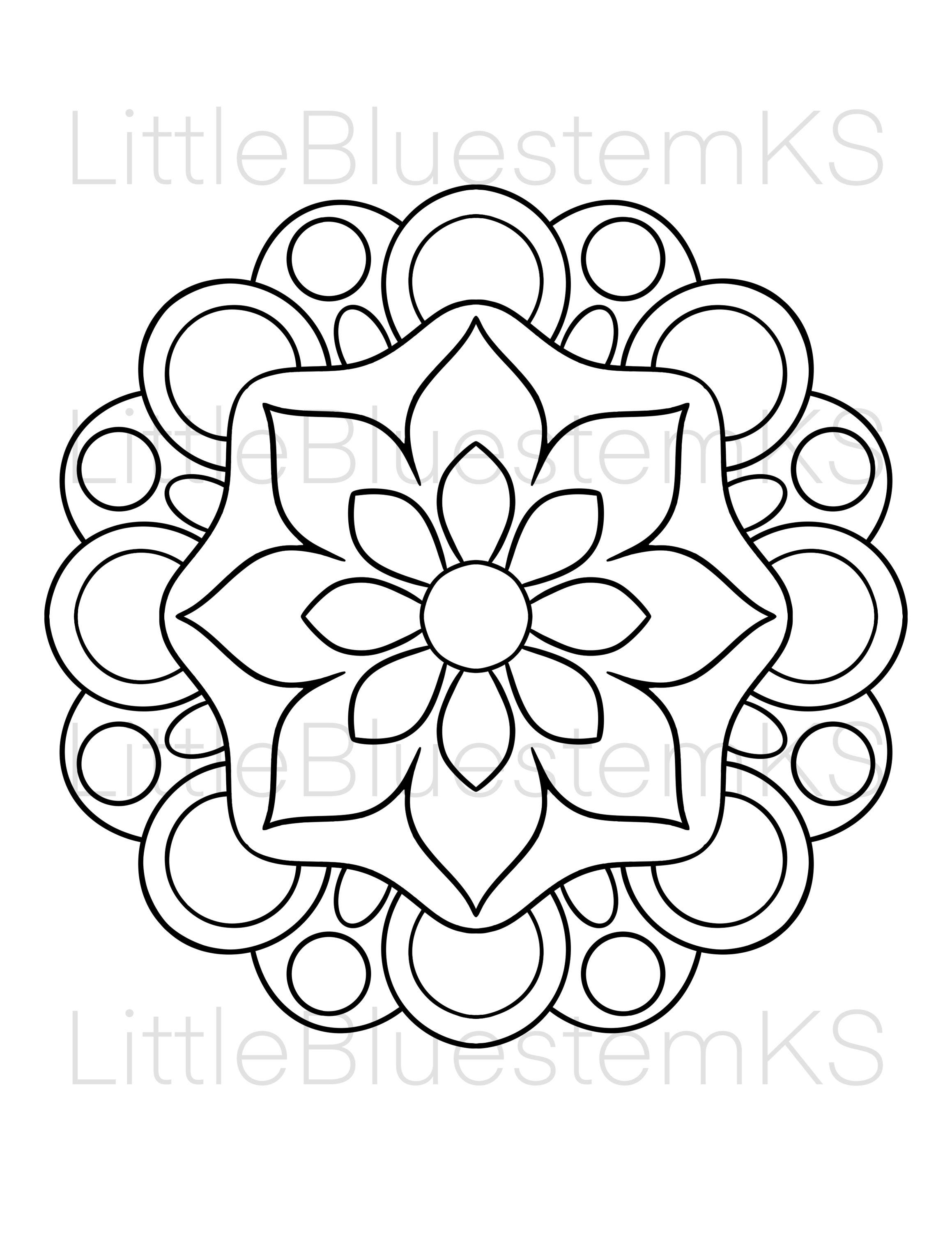 Easy Mandalas - Coloring Pages for Kids (30 Page PDF) Instant Download ...
