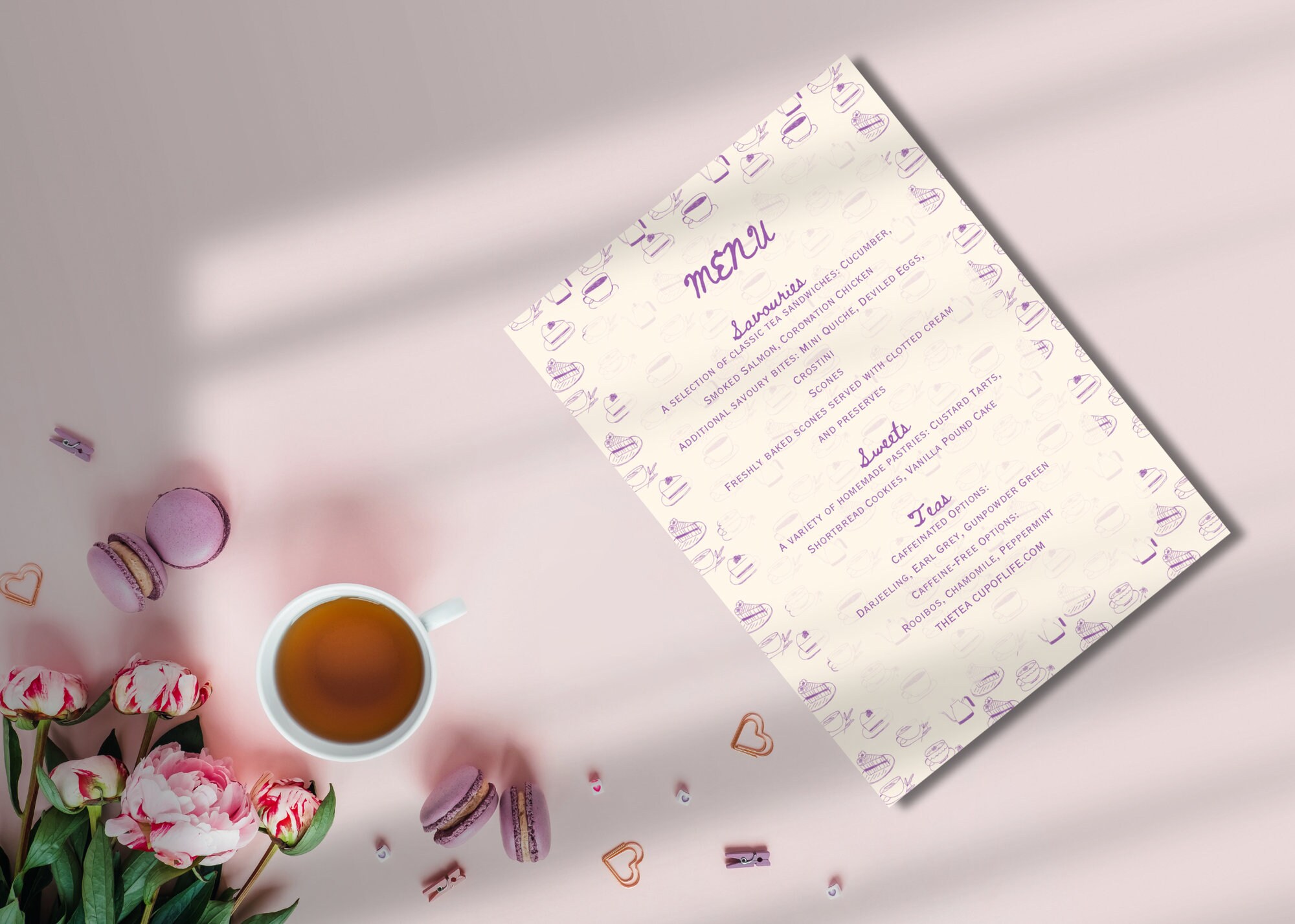 Editable Tea Party Food and Drinks Menu Digital Download Trendy Tea ...