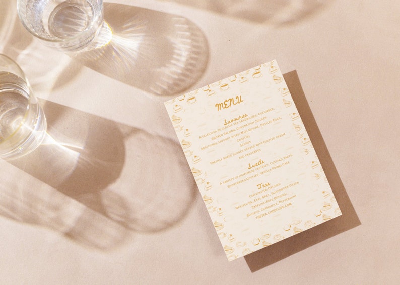 Editable Tea Party Food and Drinks Menu | Digital Download | Trendy Tea ...