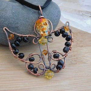 Crystal Skull Pendant Swarovski Astral Orange Wire Wrapped Copper Wire ...