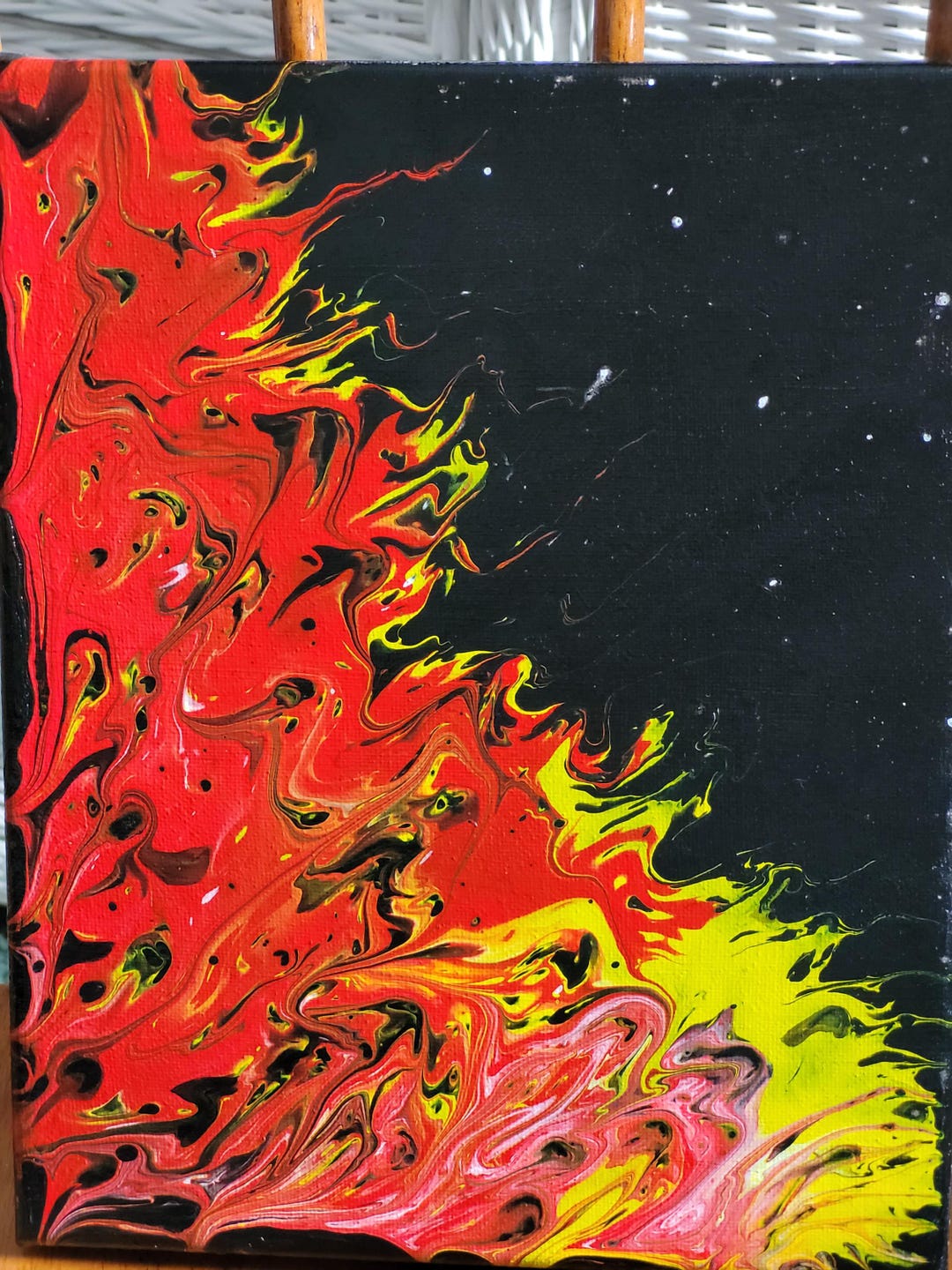 Solar Flare Red Yellow Orange With Black Background Abstract Outer ...