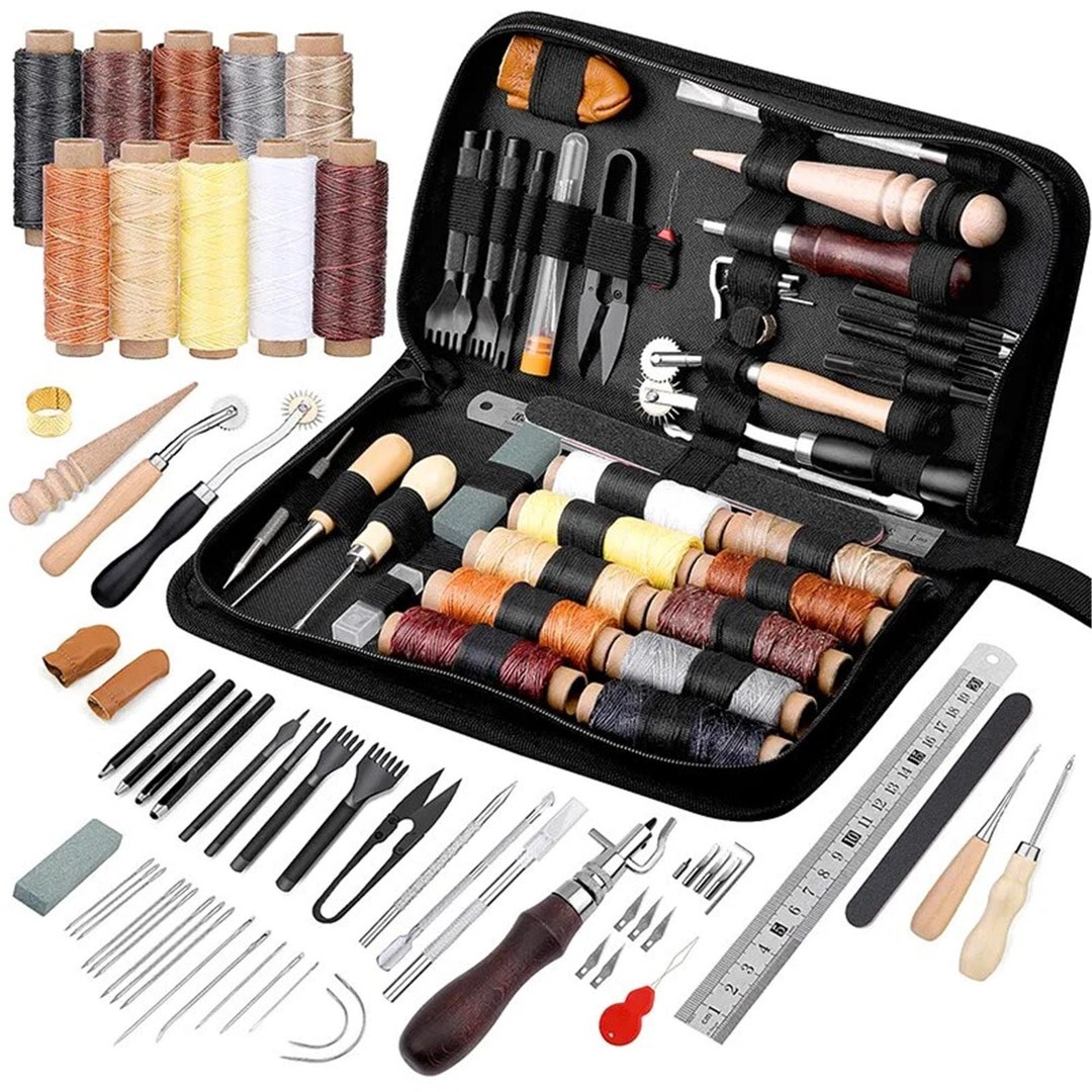 Leather Craft Working Tools Stitching Sewing Kit Repair Set With Waxed ...