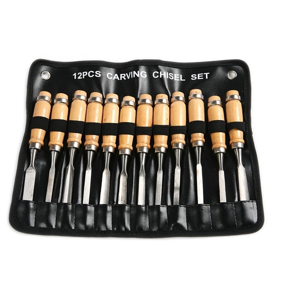 Wood Carving Hand Chisel Tool Set 12 Pcs Woodworking Professional ...