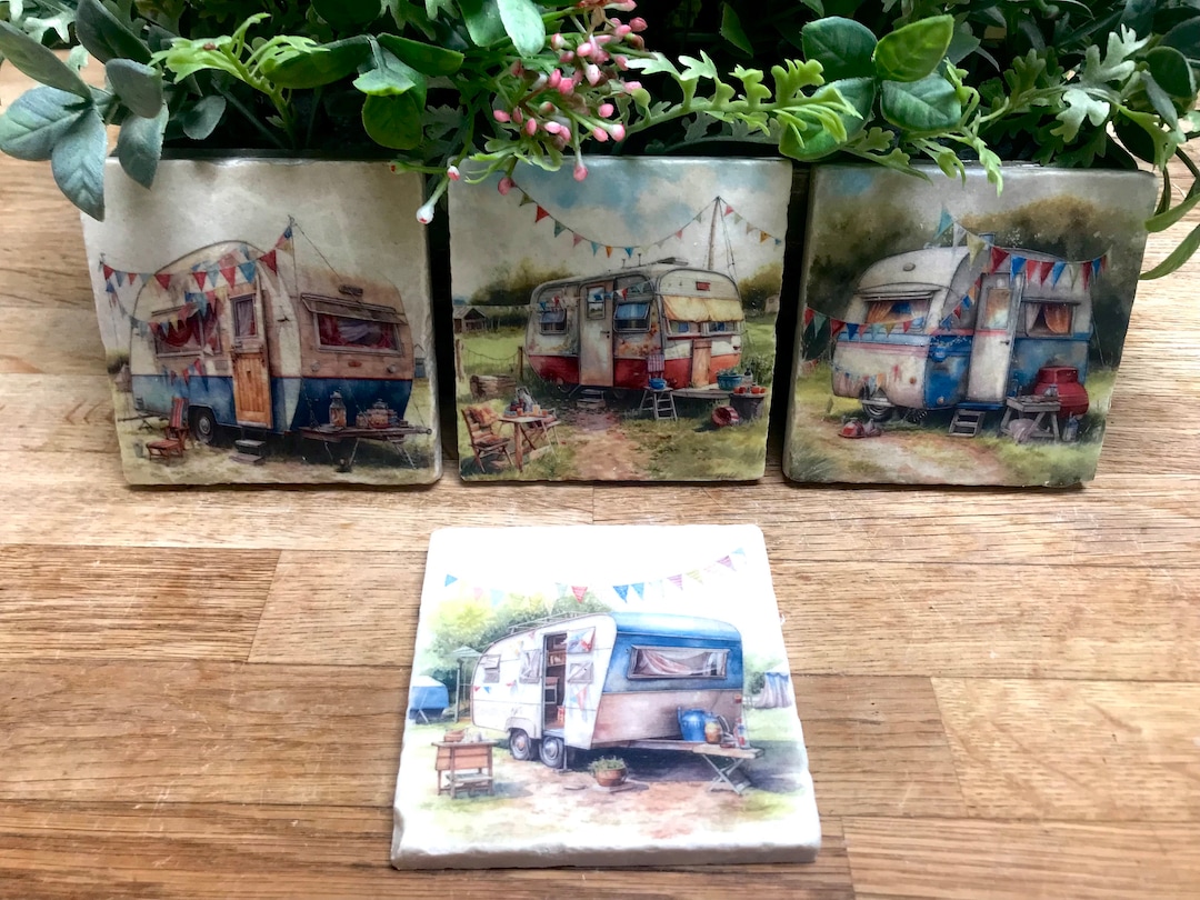 Set of 4 Vintage Caravan Marble Coasters - Etsy